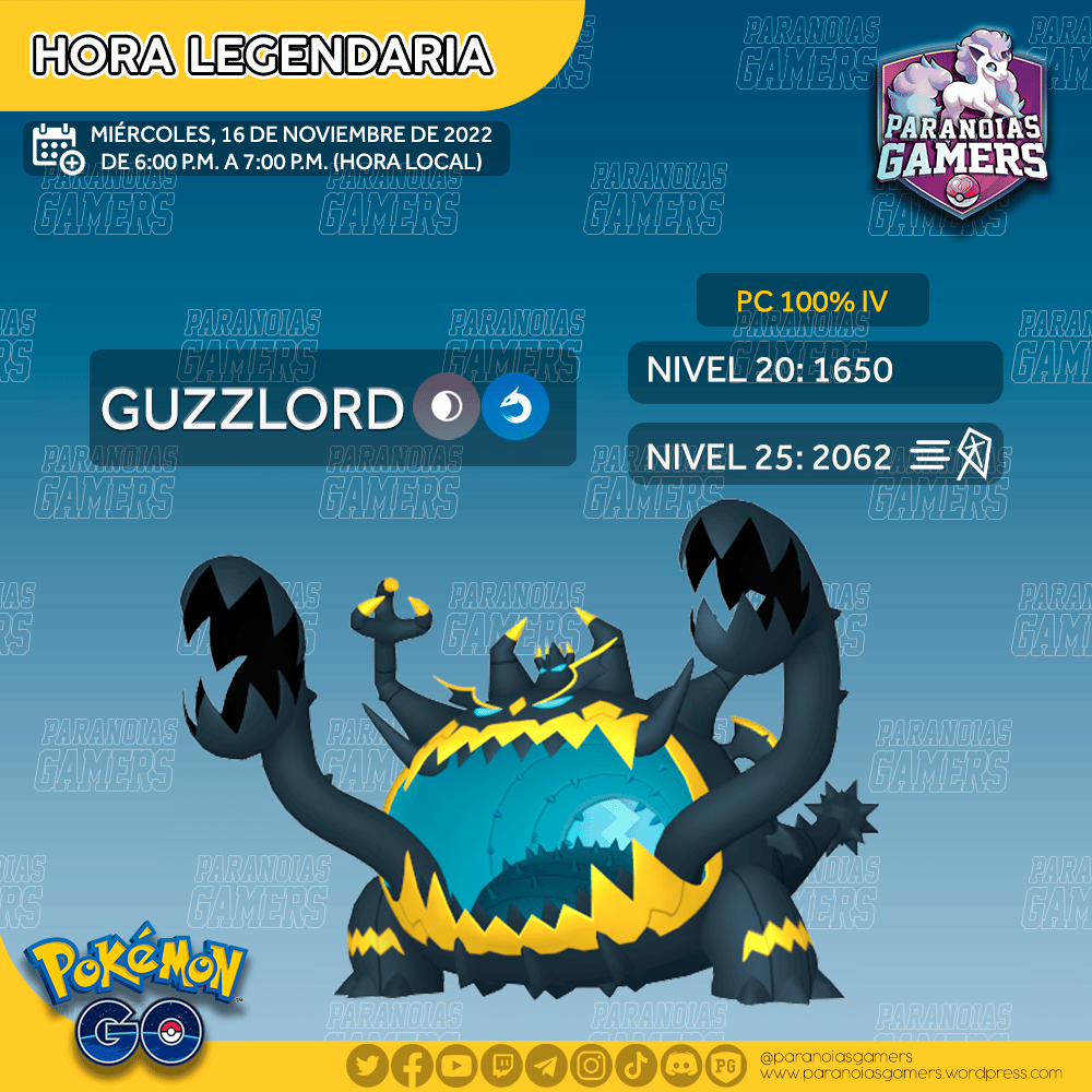 Infografía segunda Hora legendaria Guzzlord - Paranoias Gamers