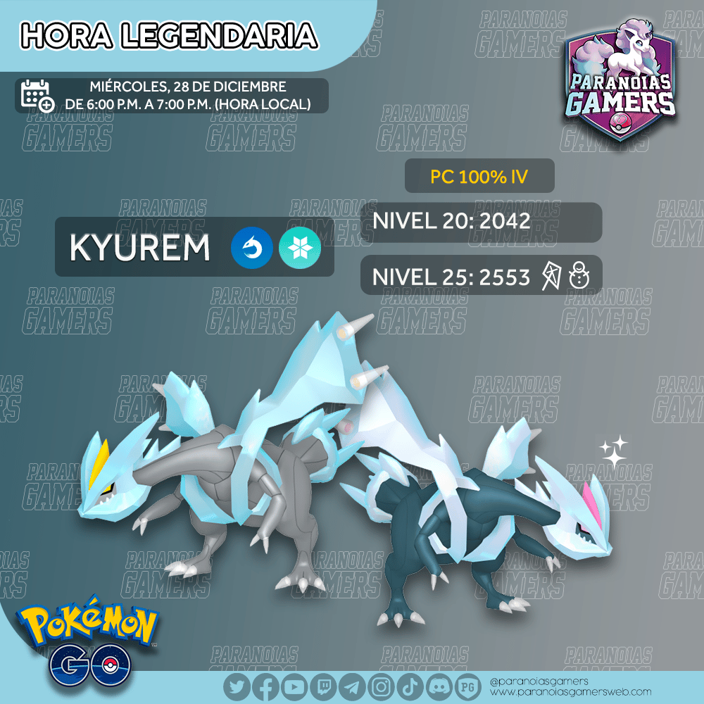 Infografía Hora legendaria Kyurem - Paranoias Gamers