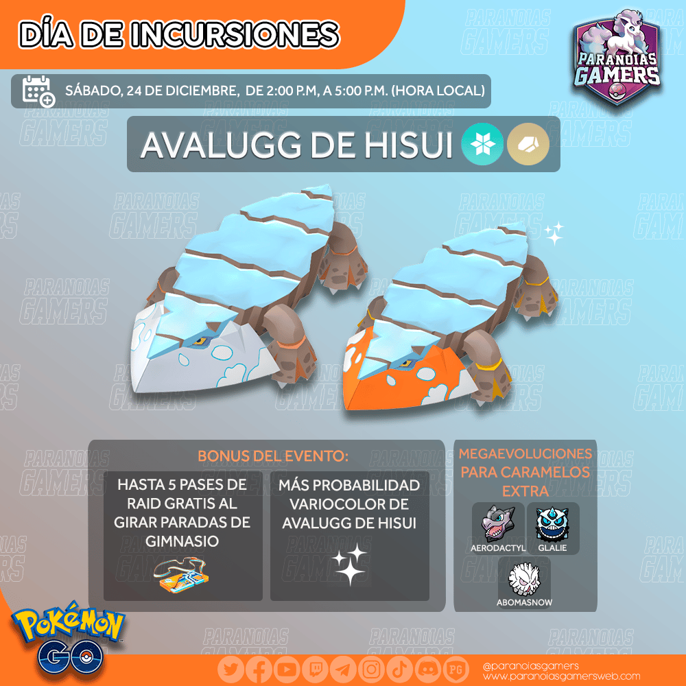Evento Día de incursiones Avalugg de Hisui - Paranoias Gamers