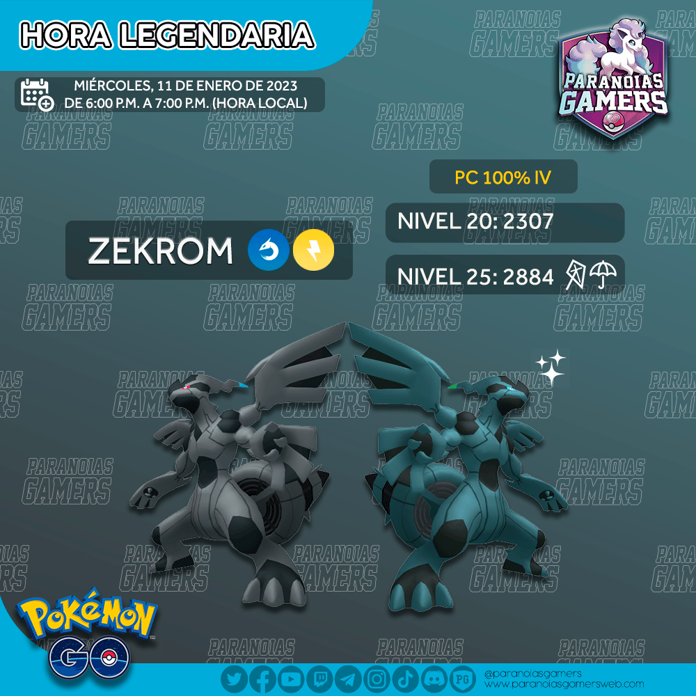 Infografía Hora legendaria Zekrom - Paranoias Gamers