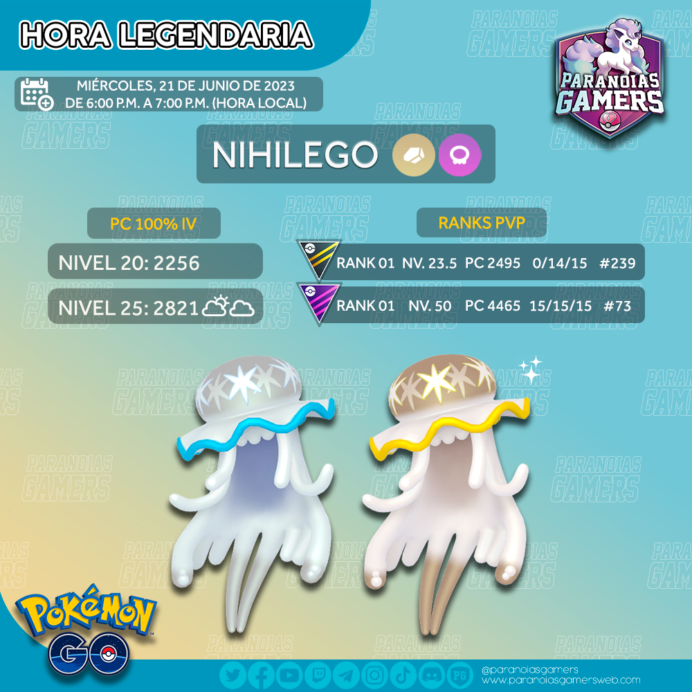 Infografía Hora Legendaria Nihilego - Paranoias Gamers